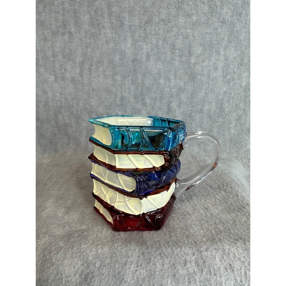Dining | Stack Of Books 3d Coffee Mug Novelty Glass Transparent Handle ...